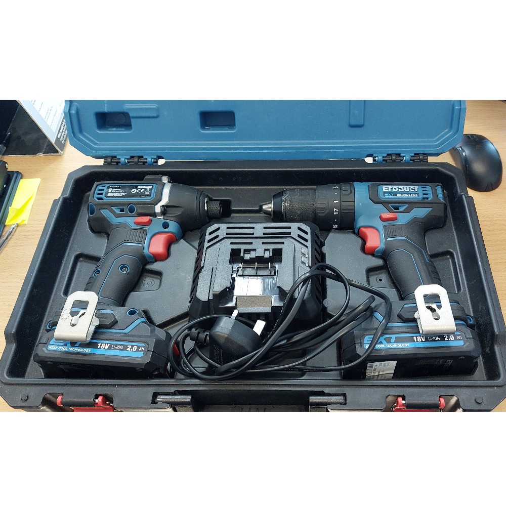 Like New Erbauer 18V Brushless Drill Driver & Impact Combo Kit - Own4Less